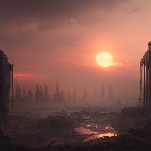Sunset over the Apocalypse - AI Generated Artwork - NightCafe Creator