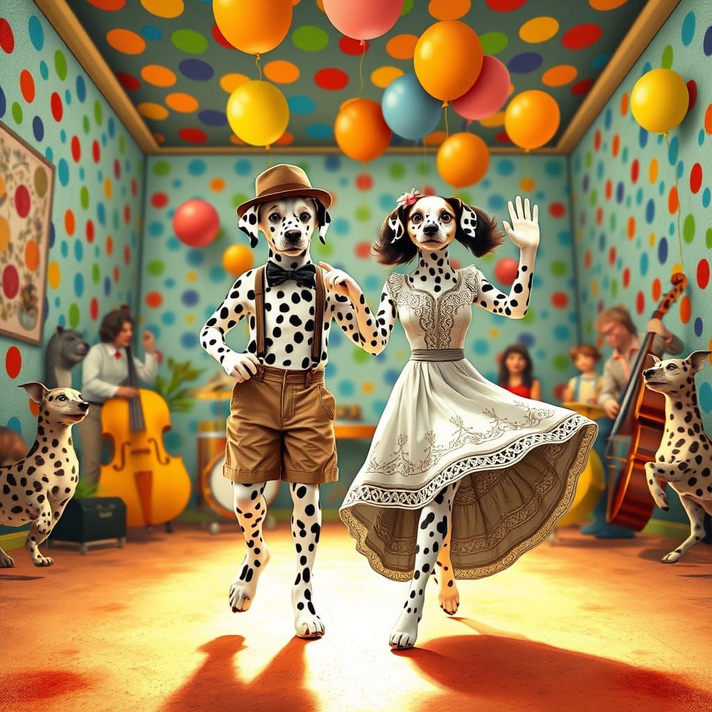 Polka Dot Dalmatians - Charming Dalmatians Polka Dance in Wh...