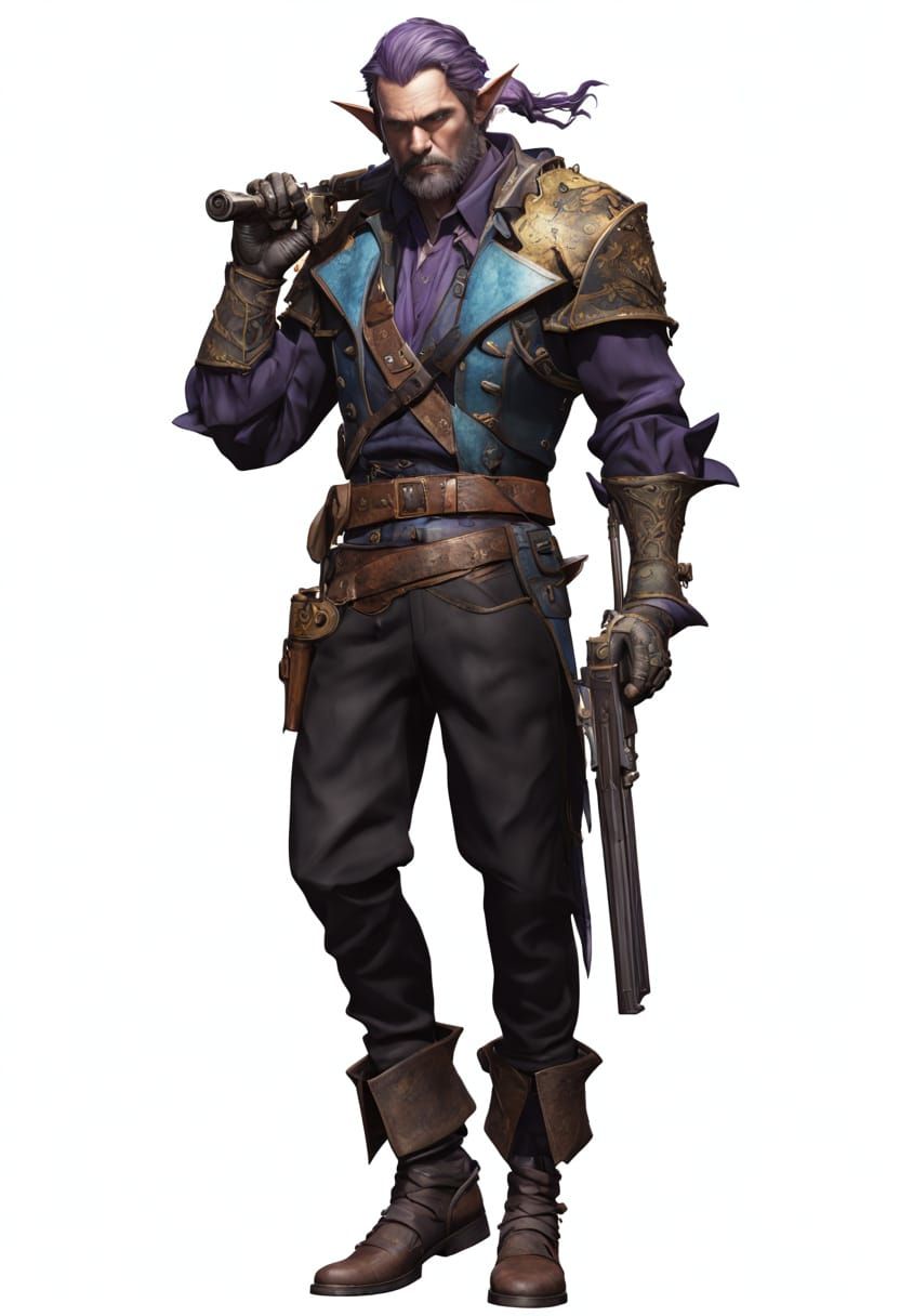 Epic Victorian Elf Bounty Hunter in Mystical Fores... - AI Art