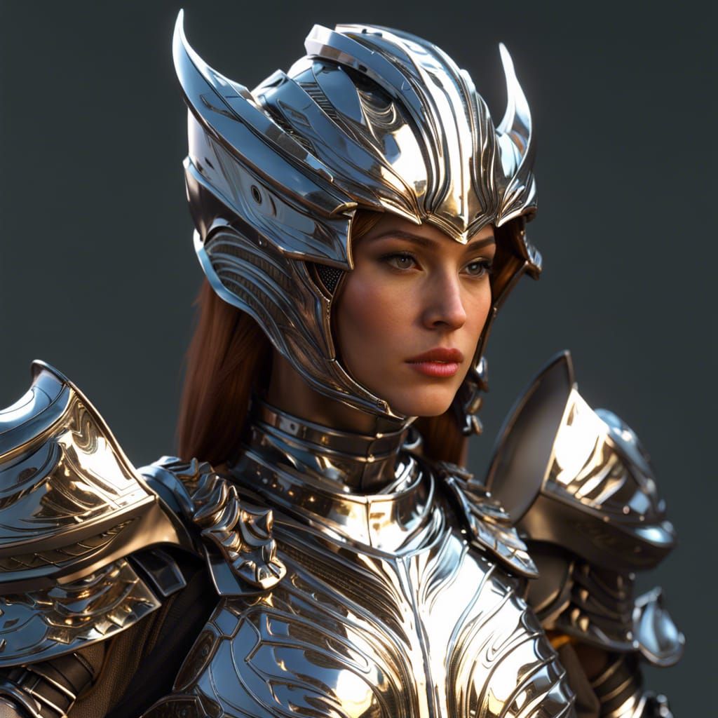Female, reflective armor (specular reflection, mirrored, HD, 4K, high ...