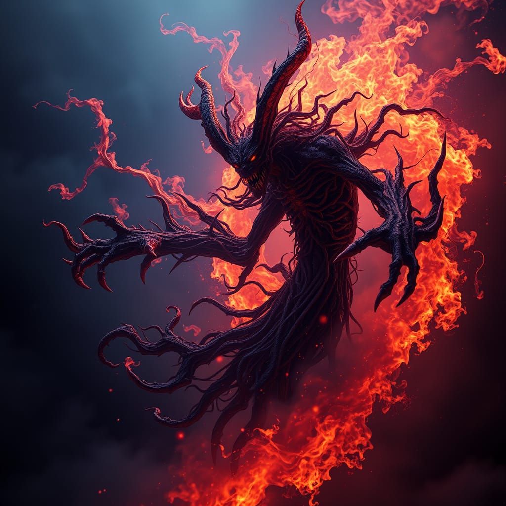 Demonic Shadowfire - Ethereal Demonic Entity in Dark, Fanta...