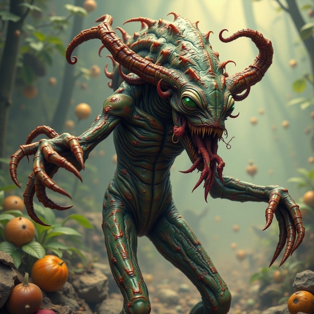 Cyberpunk Horror Creature with Disturbing Wires - AI Art