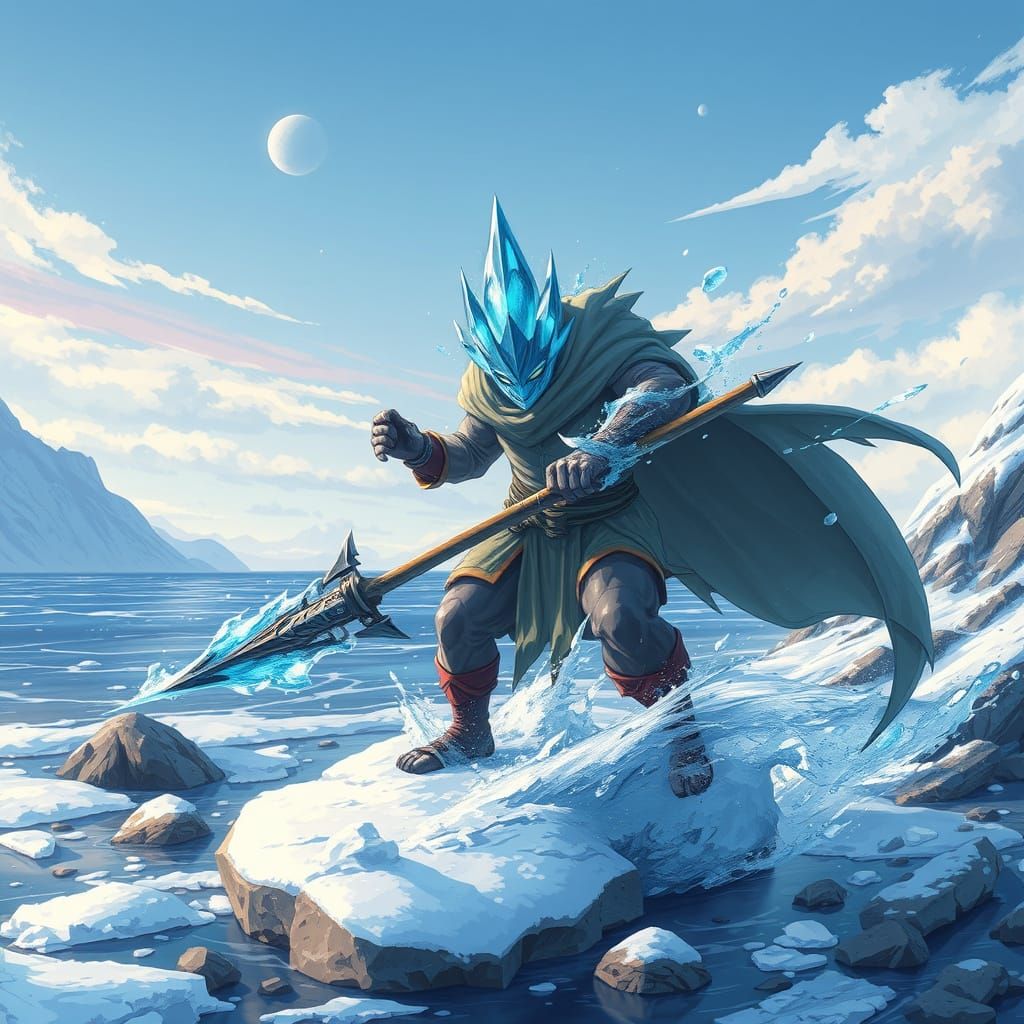 Ice Shard Spearman - Frozen Warrior with Ice Shard Spear