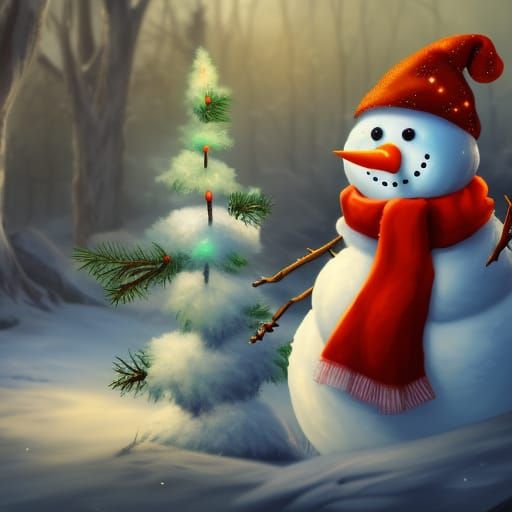 Snowman Christmas - AI Generated Artwork - NightCafe Creator