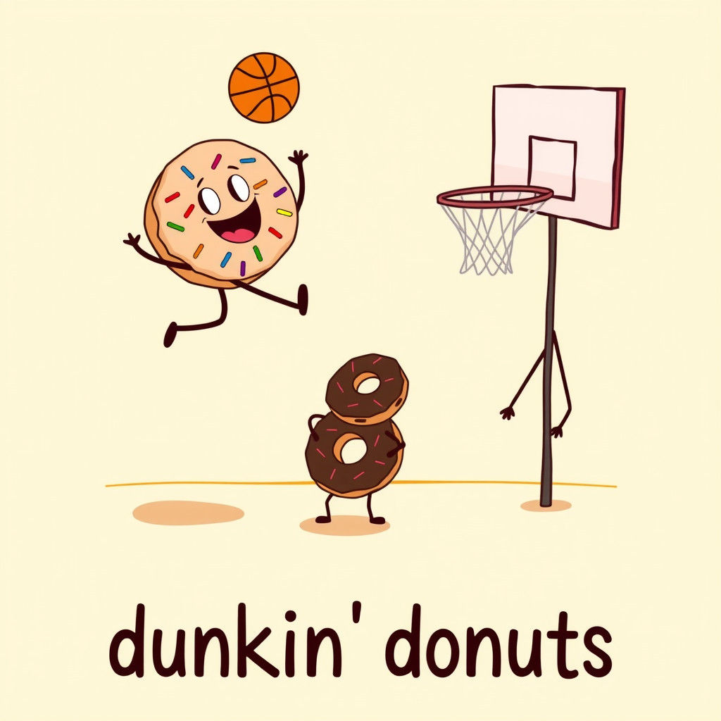 Dunkin' donuts - Donuts Go for a Slam Dunk in Cartoon Style