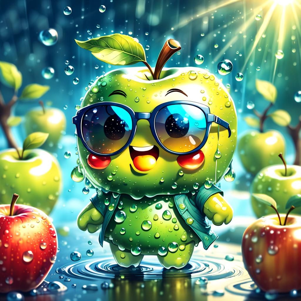 Cute chibi apple - AI Generated Artwork - NightCafe Creator