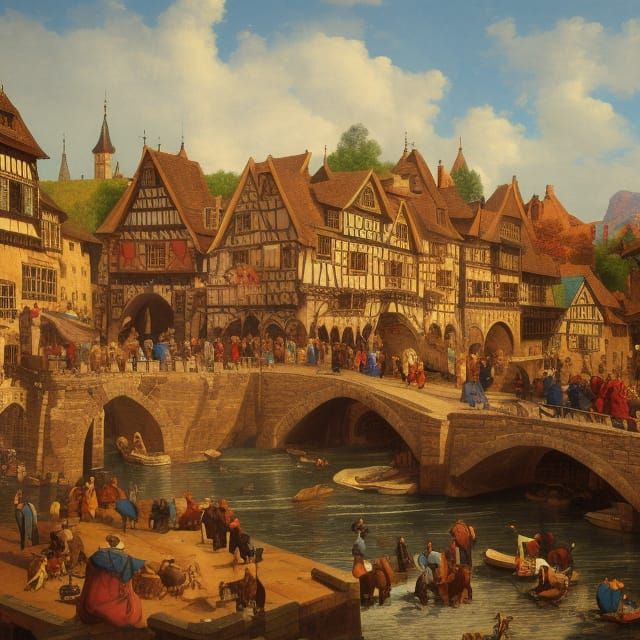 Medieval town - AI Generated Artwork - NightCafe Creator