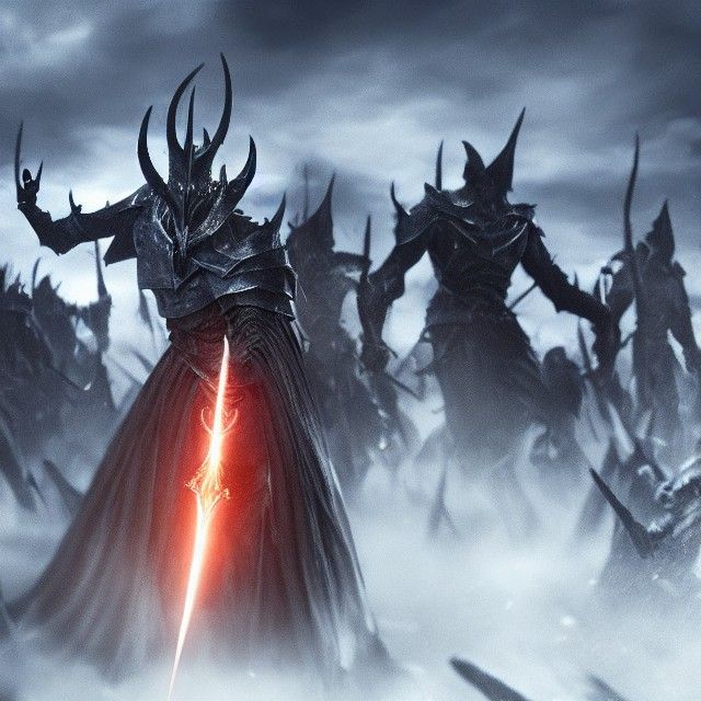 Sauron battling an army, cinematic shot, 4k - AI Generated Artwork ...