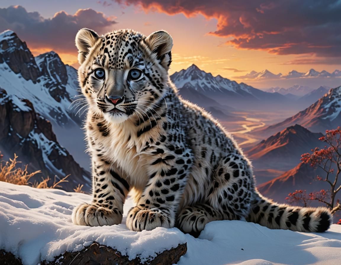 Cute snow leopard cub - AI Generated Artwork - NightCafe Creator