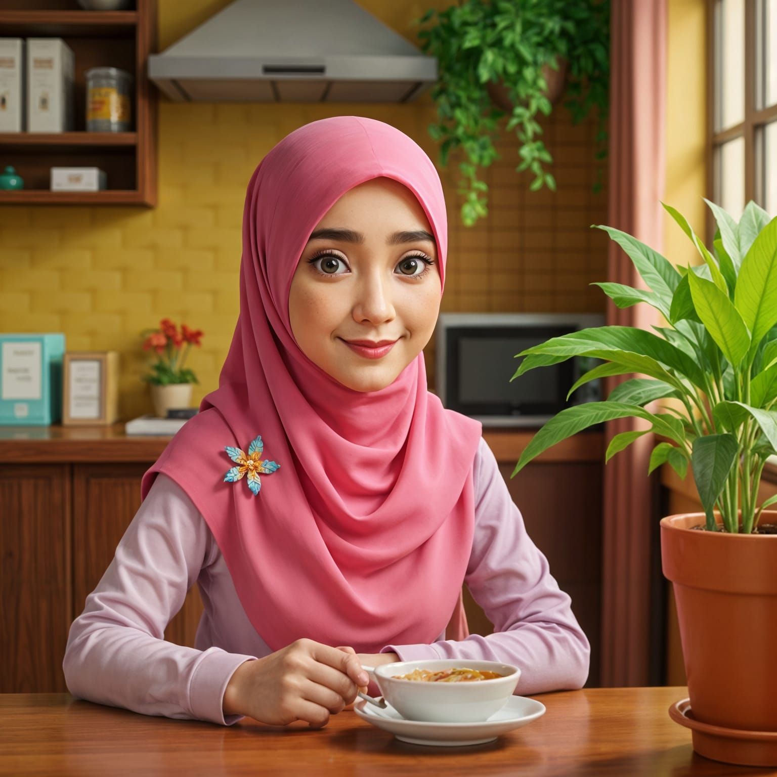 Disney-Pixar Style Young Malay Girl in Whimsical K... - AI Art
