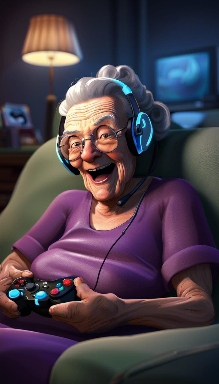 Gamer Grandma - AI Generated Artwork - NightCafe Creator
