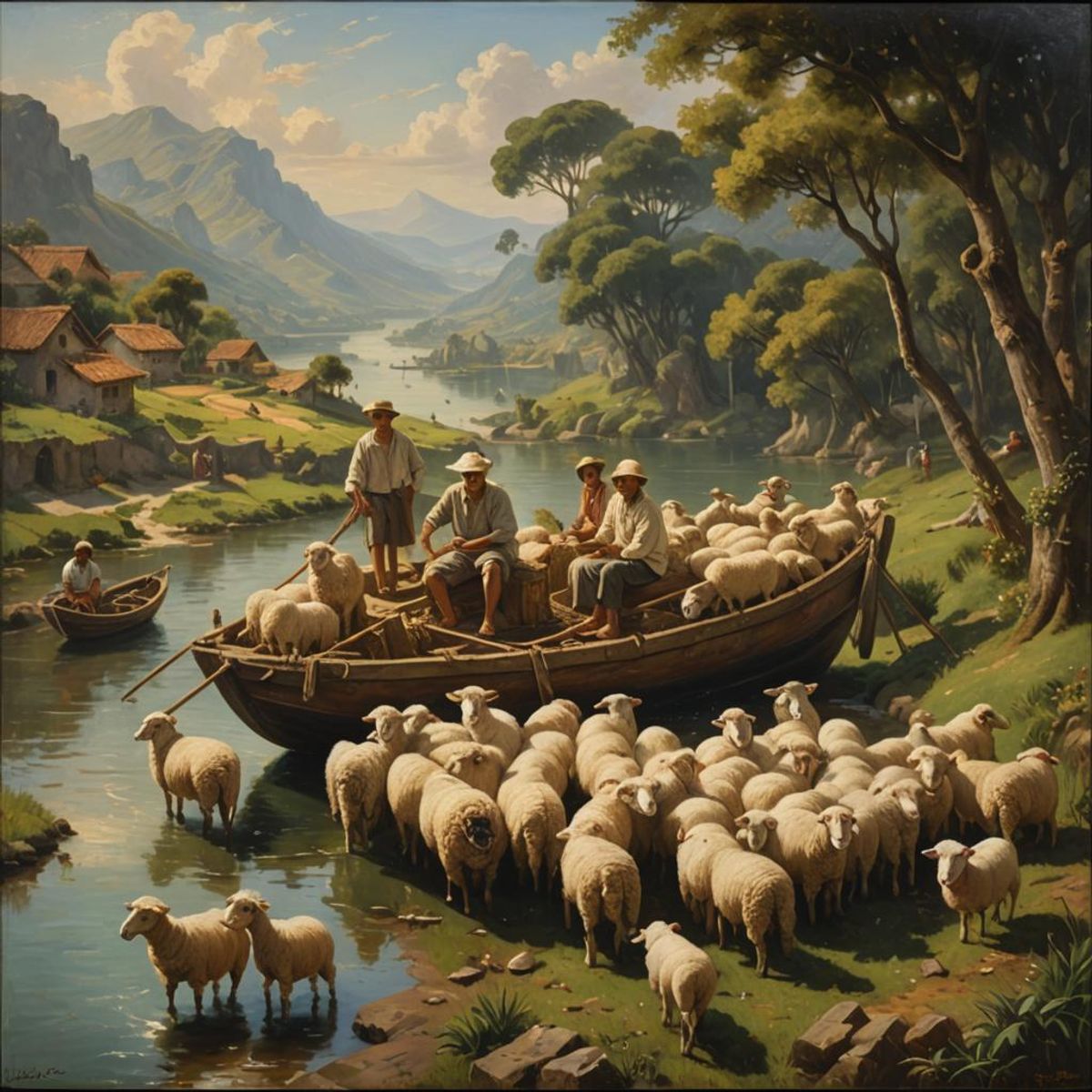 All the sheep ride very conventional Boats - AI Generated Artwork ...