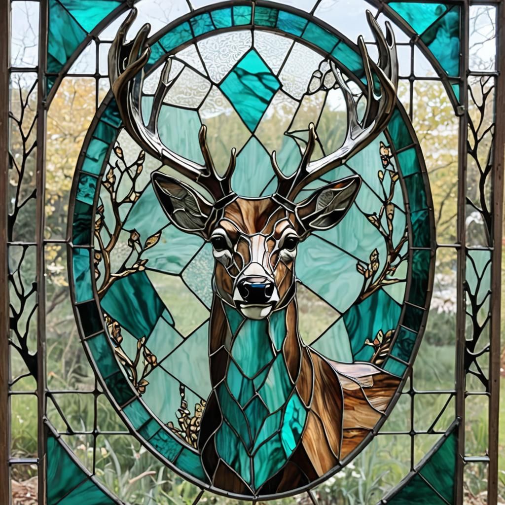 Stained glass deer - AI Generated Artwork - NightCafe Creator
