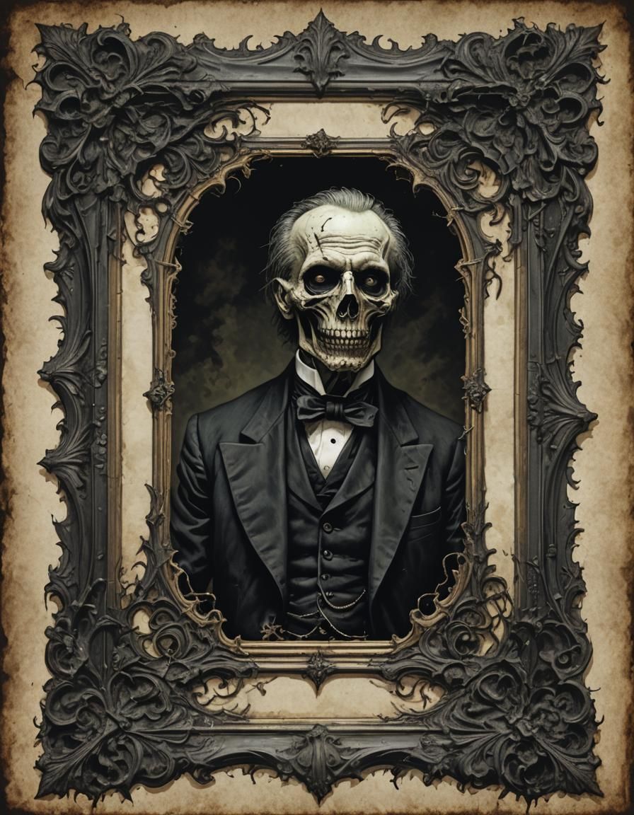 dark victorian funeral post mortem rotting portrait horror page border ...