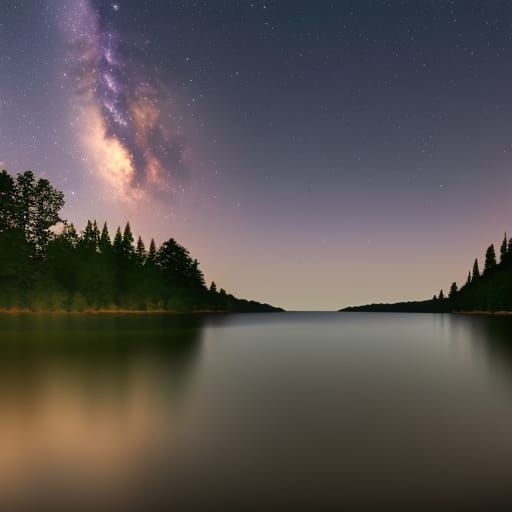 Clear night sky over lake - AI Generated Artwork - NightCafe Creator