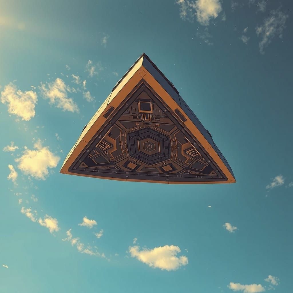 Triangular UFO Shines in Cinematic Film Still, Sho... - AI Art