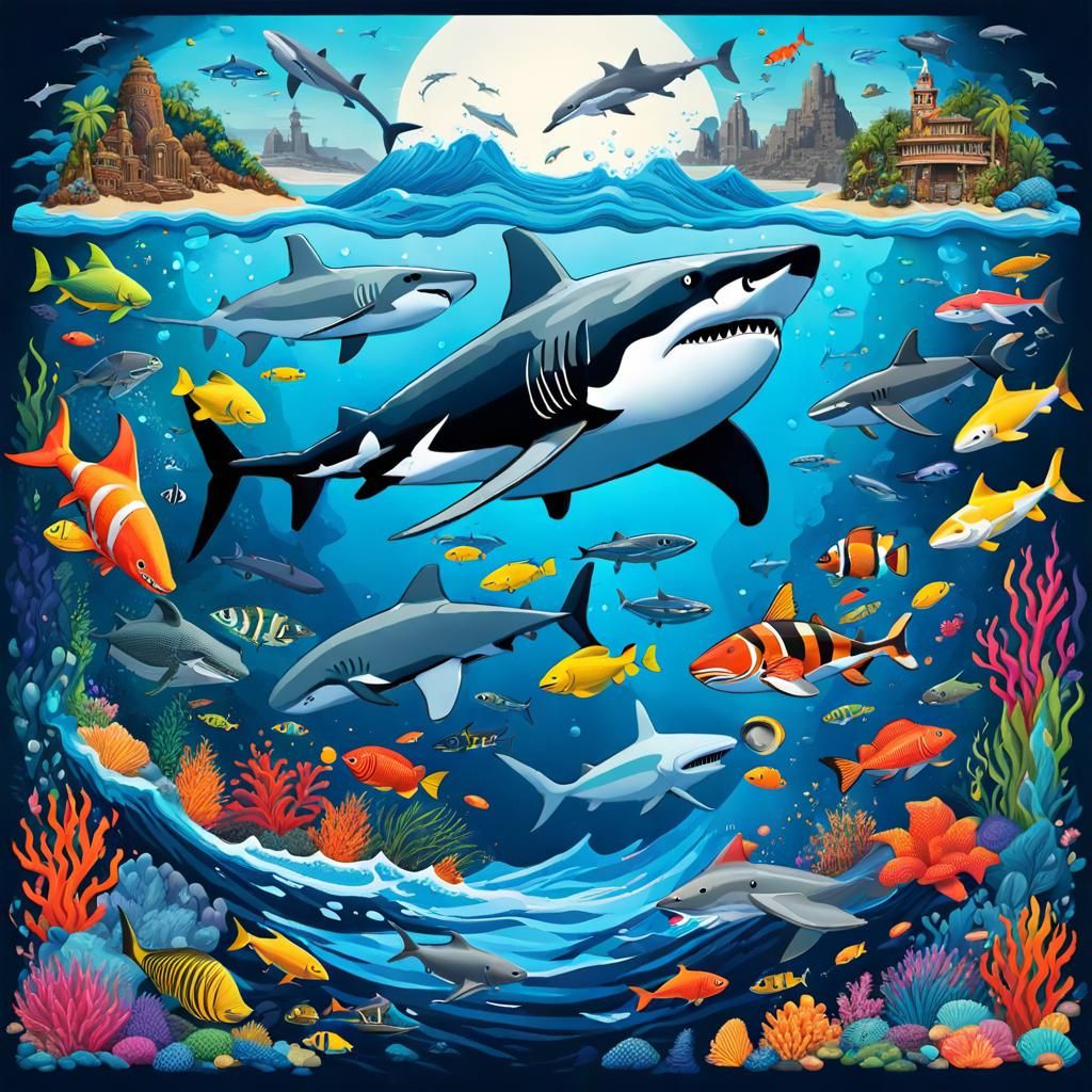 Sharks & Marine Life - AI Generated Artwork - NightCafe Creator