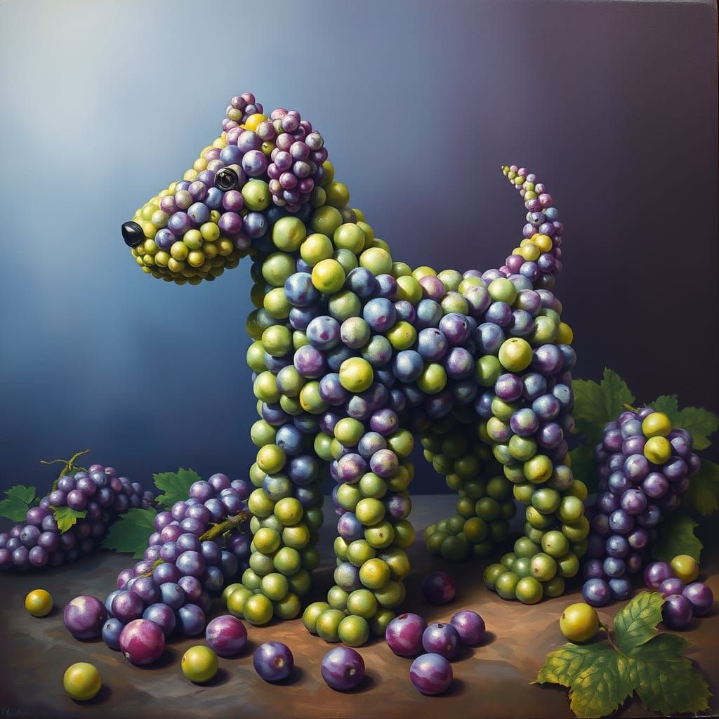 Surreal Grape Canine Emerge from Dreamlike Landsca... - AI Art