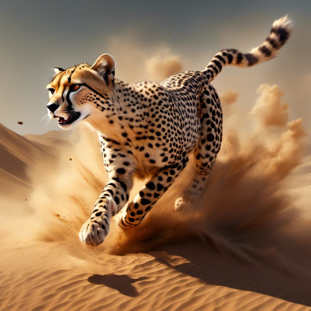 Cheetah on sand - AI Generated Artwork - NightCafe Creator