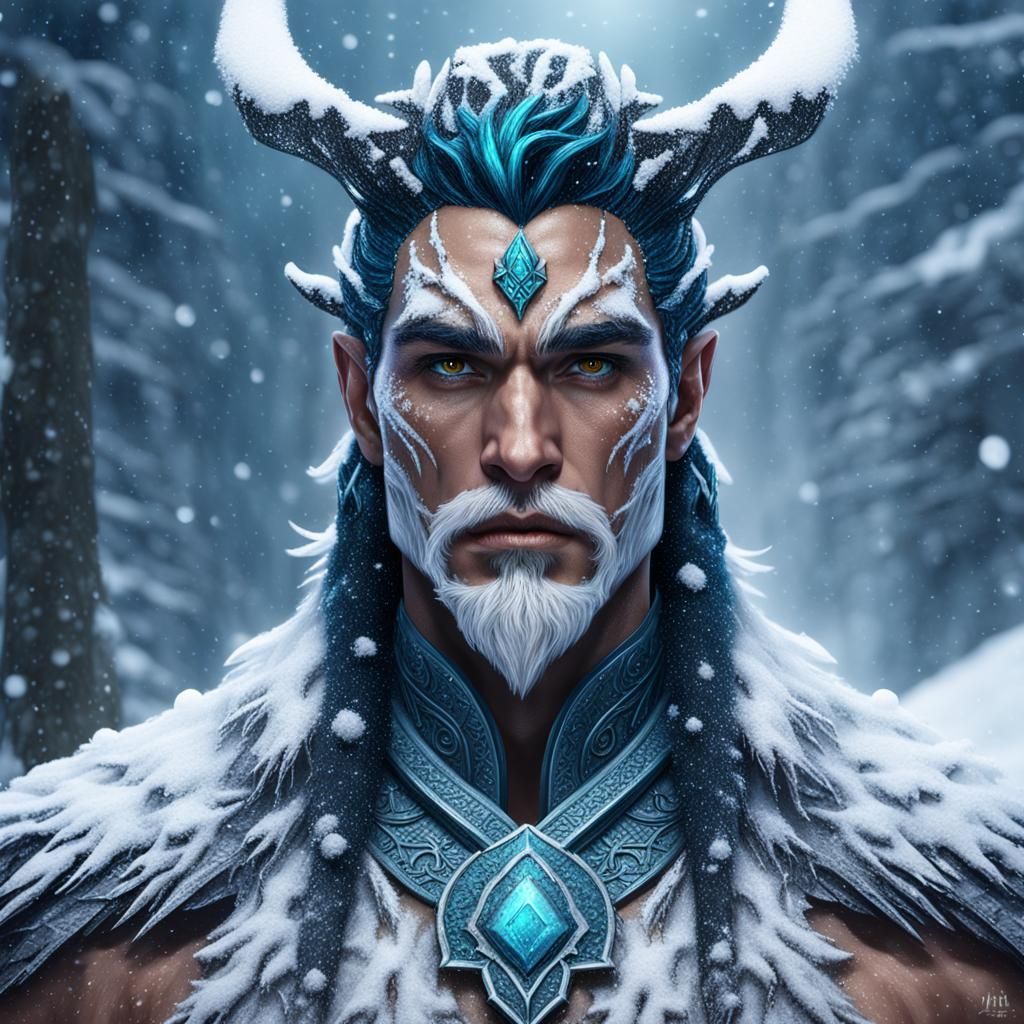 Handsome male Winter Fae King in his 20's with perfectly symmetrical ...