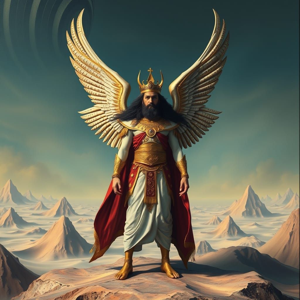 Iranian Messenger God Sraosha in Surrealist Style - AI Art