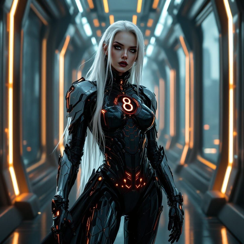 Gothic Sci-Fi Superheroine, The Eight, in Cyberpun... - AI Art