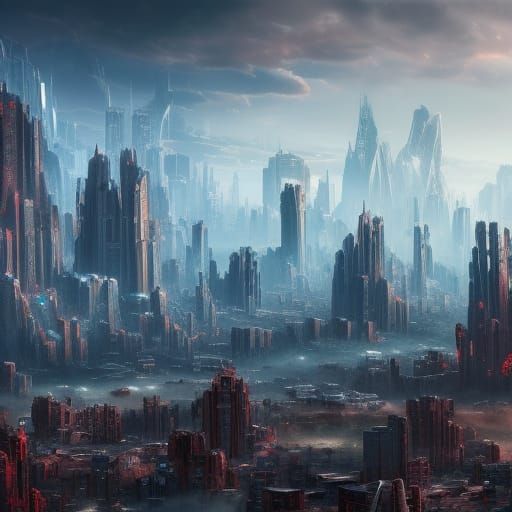 Megacity from the future after the apocalypse - AI Generated Artwork ...