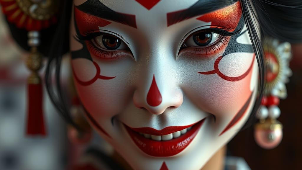 Kabuki Facepaint - Japanese Kabuki Beauty Revealed in Close-...