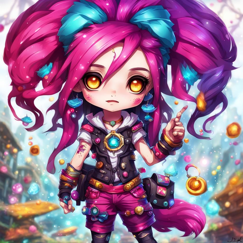 chibi Jinx, insanely detailed, insanely realistic, cure, adorable ...