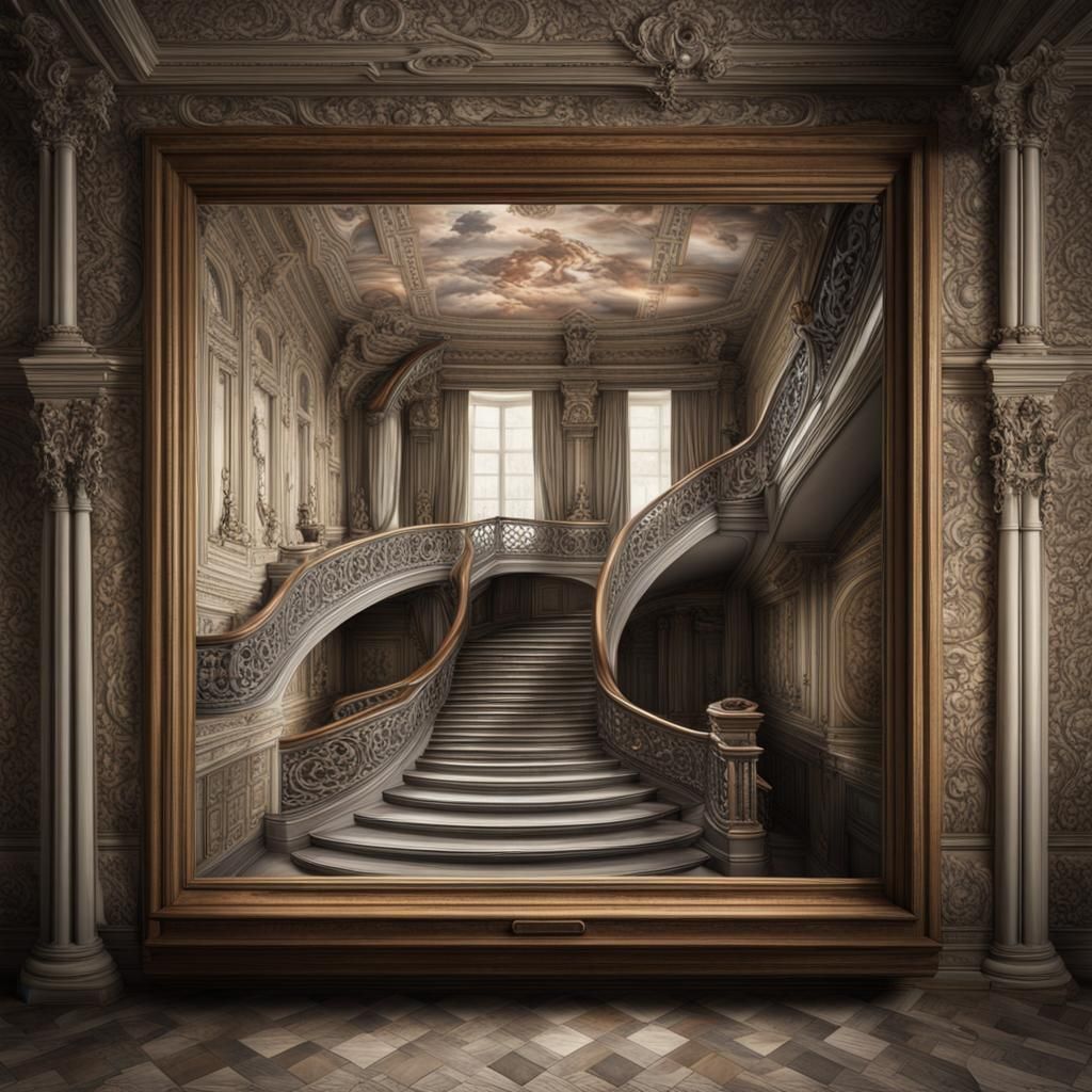 Trompe-l'oeil illusions that deceive the eye into perceiving depth or ...