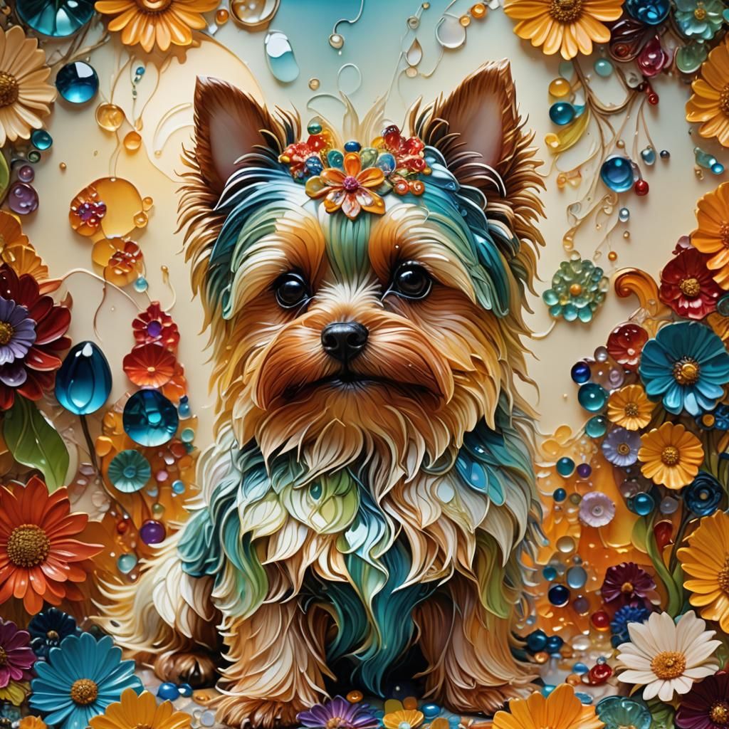 Splash - Yorkie - AI Generated Artwork - NightCafe Creator