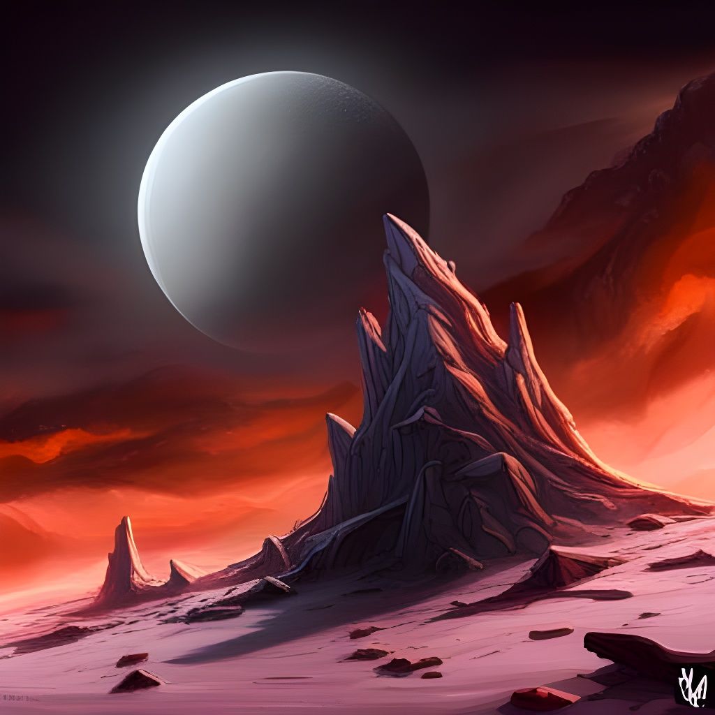 Under an Ominous Moon - AI Generated Artwork - NightCafe Creator