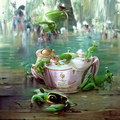 Frog tea party coquette - AI Generated Artwork - NightCafe Creator