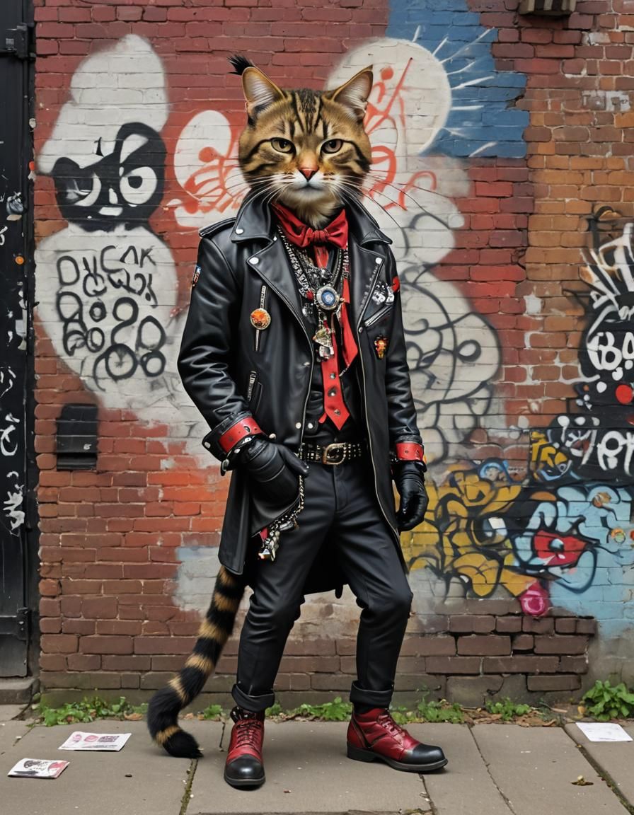Punk Rock Cat - AI Generated Artwork - NightCafe Creator