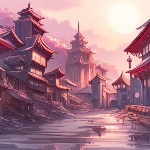Ghibli cherry blossom ruins background - AI Generated Artwork ...