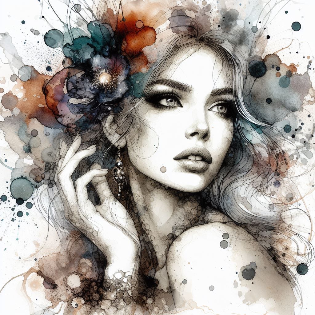 Alcohol ink portrait - AI Generated Artwork - NightCafe Creator