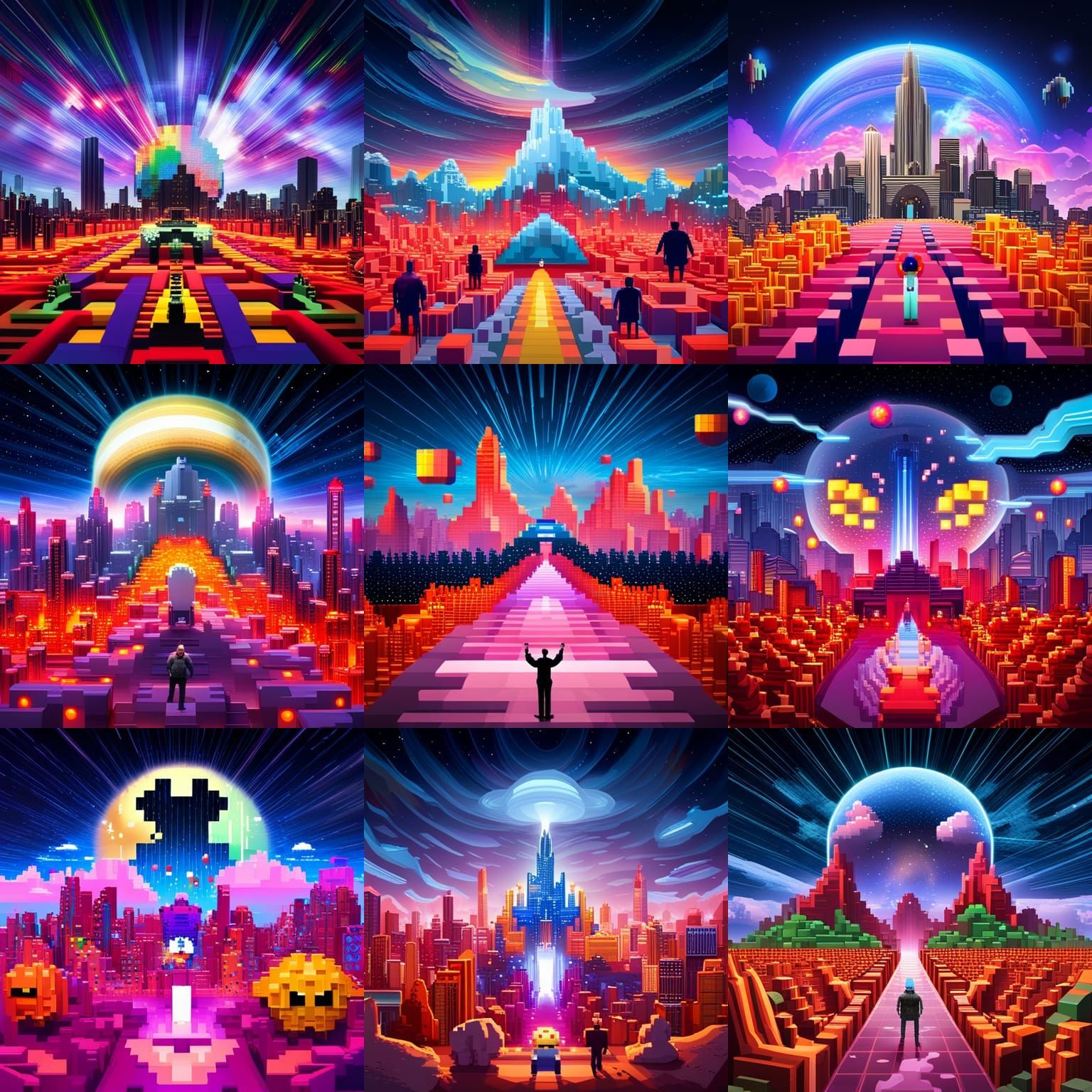 Rainbow pixel Concert Invasion - AI Generated Artwork - NightCafe Creator