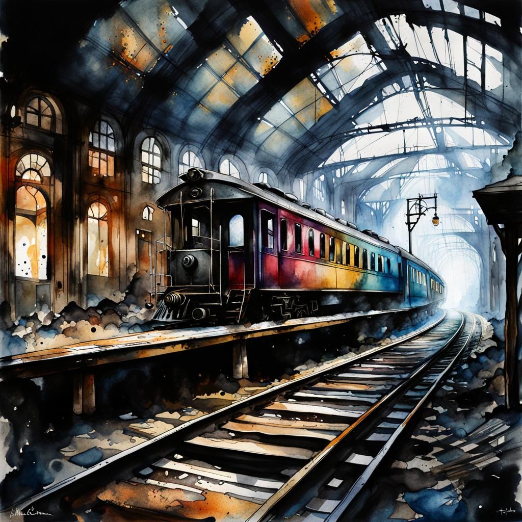 Abandoned train station - AI Generated Artwork - NightCafe Creator