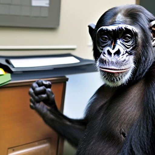 Chimpanzee in office - AI Generated Artwork - NightCafe Creator
