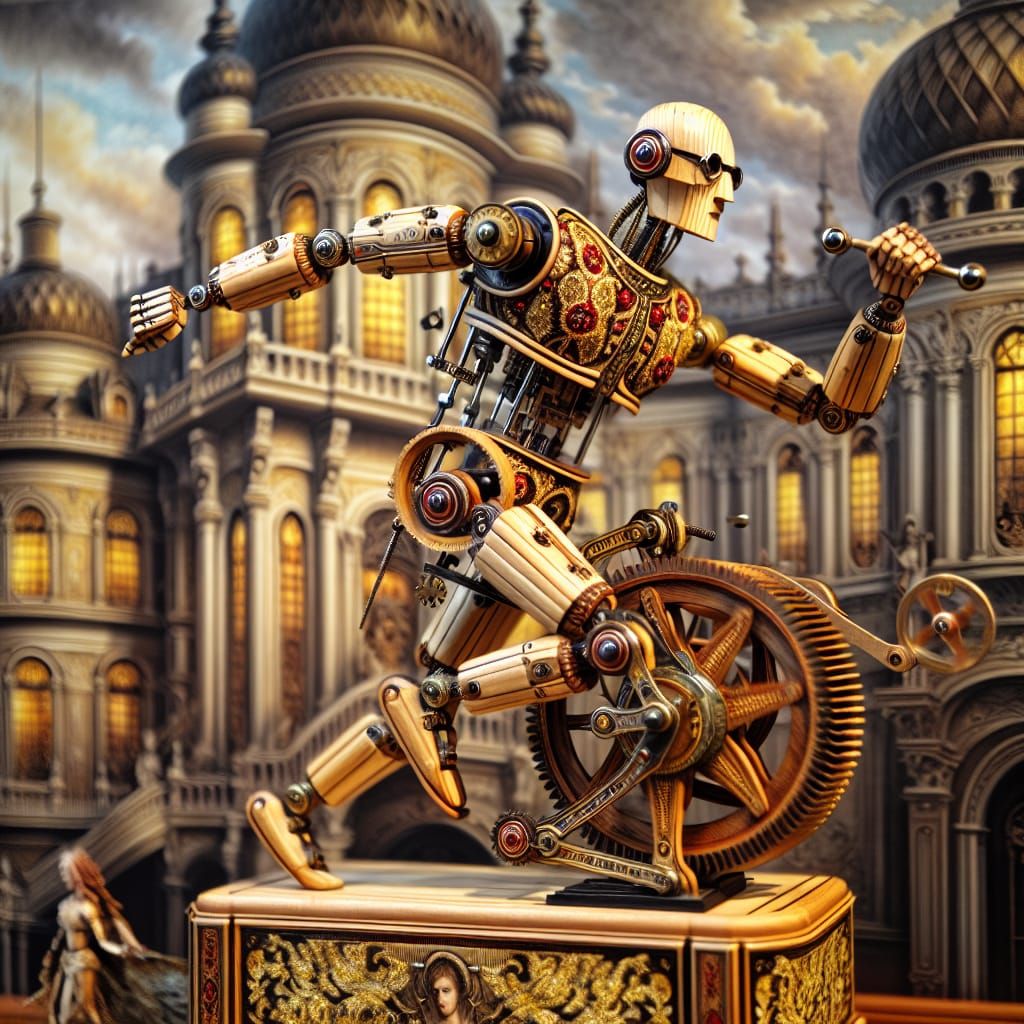 MPR ON - Figurative Wooden Crank-Driven Automata