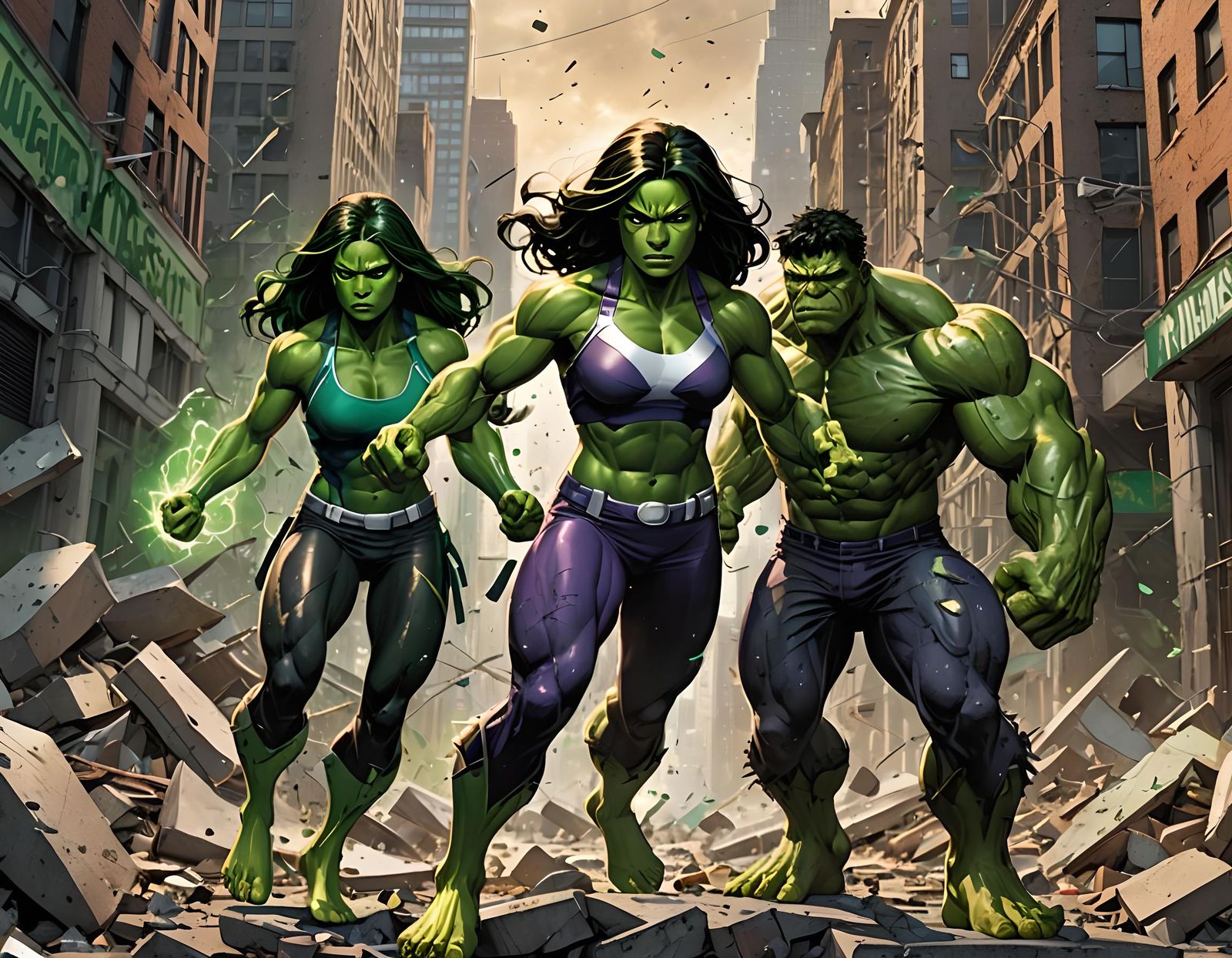 A depiction of She-Hulks standing alongside Hulk - AI Generated Artwork ...