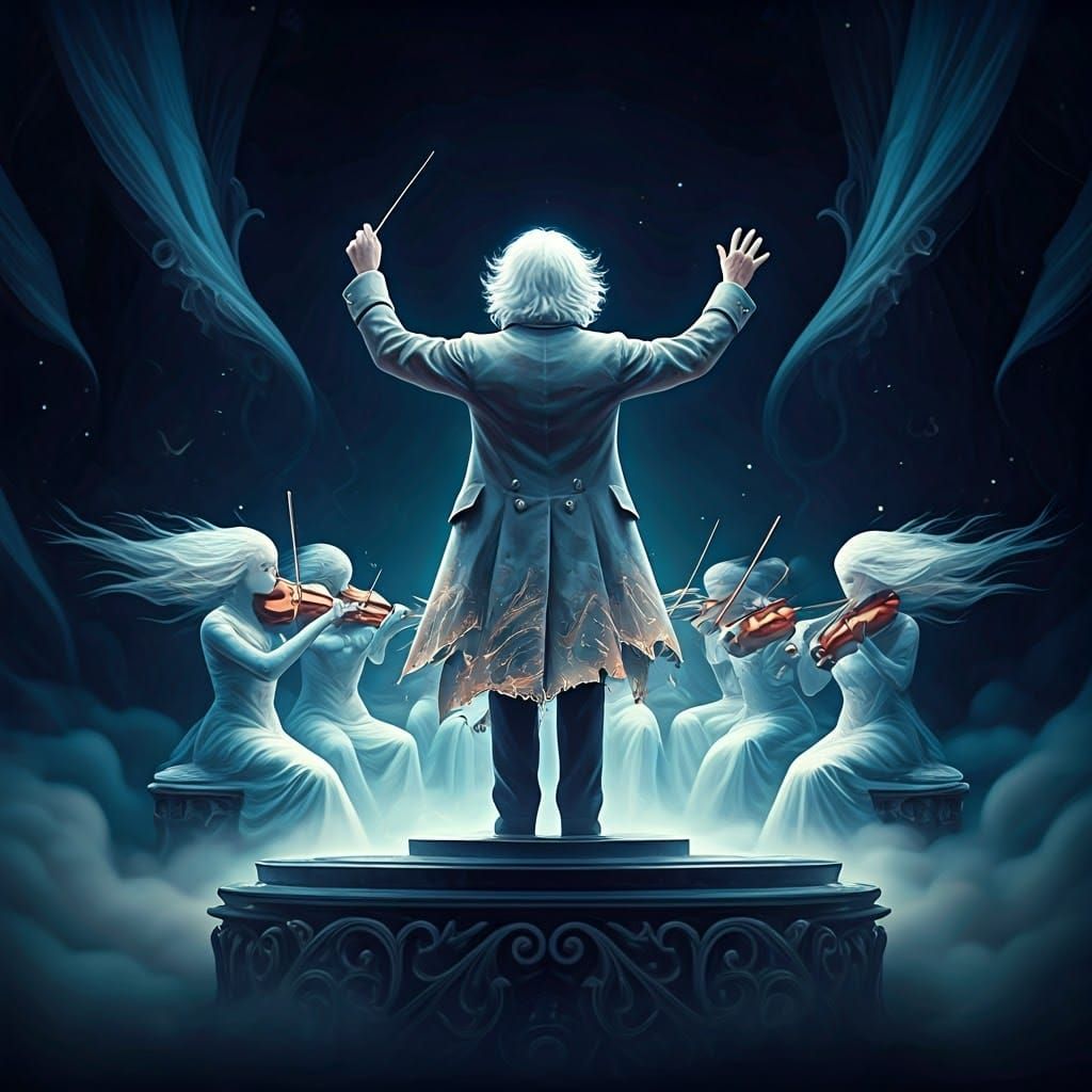 A ghost conductor - Ethereal Ghost Conductor in Dreamlike Ha...