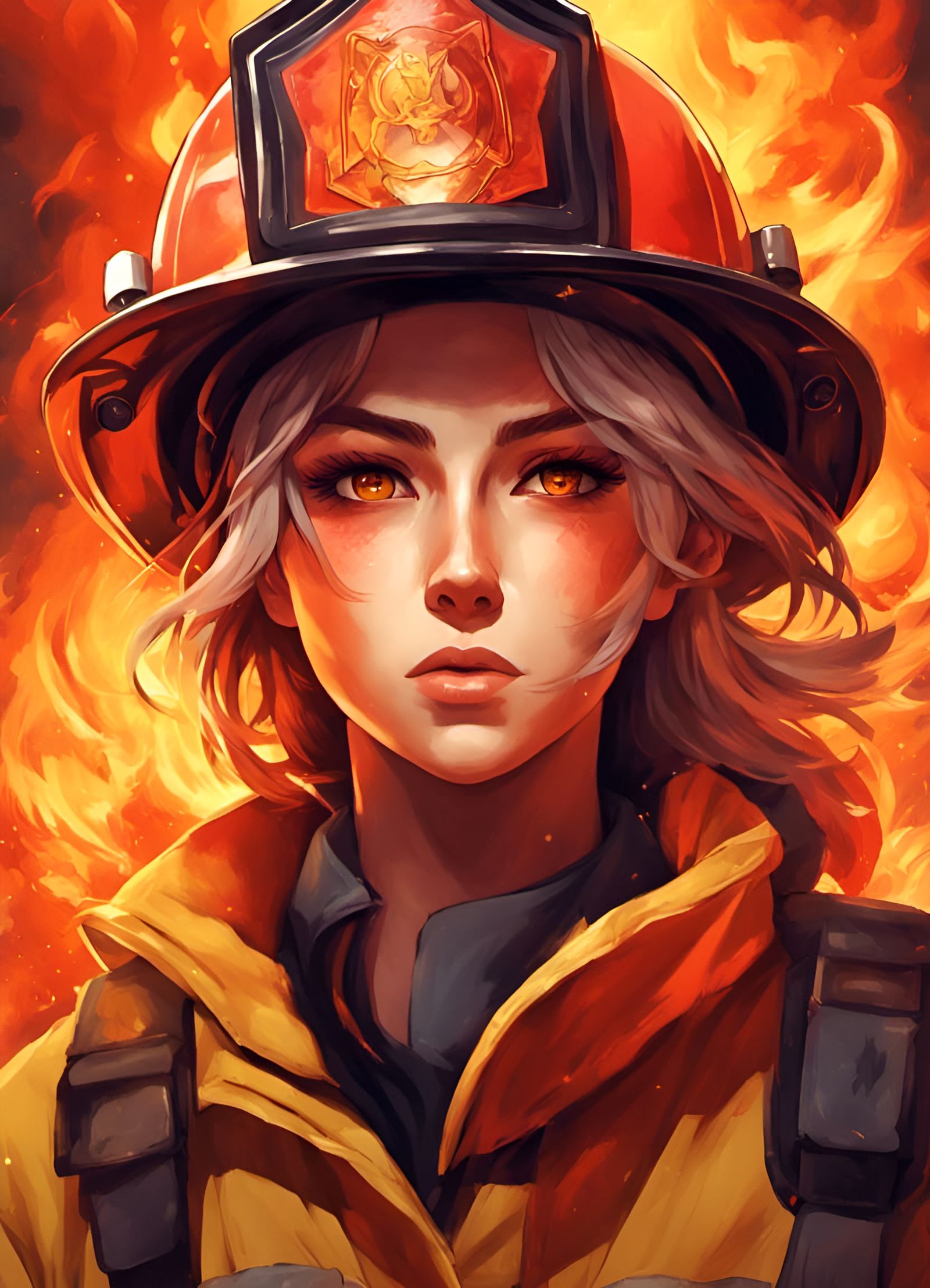 Heroic Portrait of a Beautiful Female Firefighter (SDXL 1.0) - AI ...