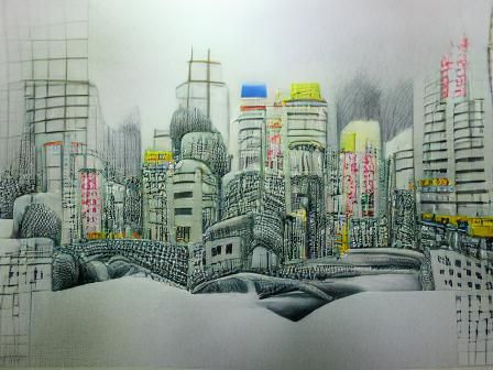 Yuichi Yokoyama Inspired CityScape drawing - AI Generated Artwork - NightCafe Creator