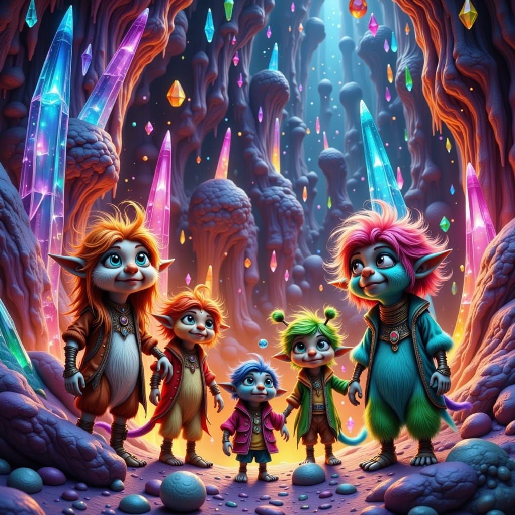 Fraggle Rock Fae Explore Crystal Caves in Vibrant ... - AI Art