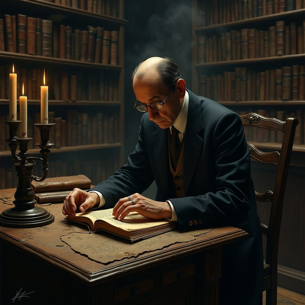 Eldritch Horror in Old Bookseller's Study - AI Art
