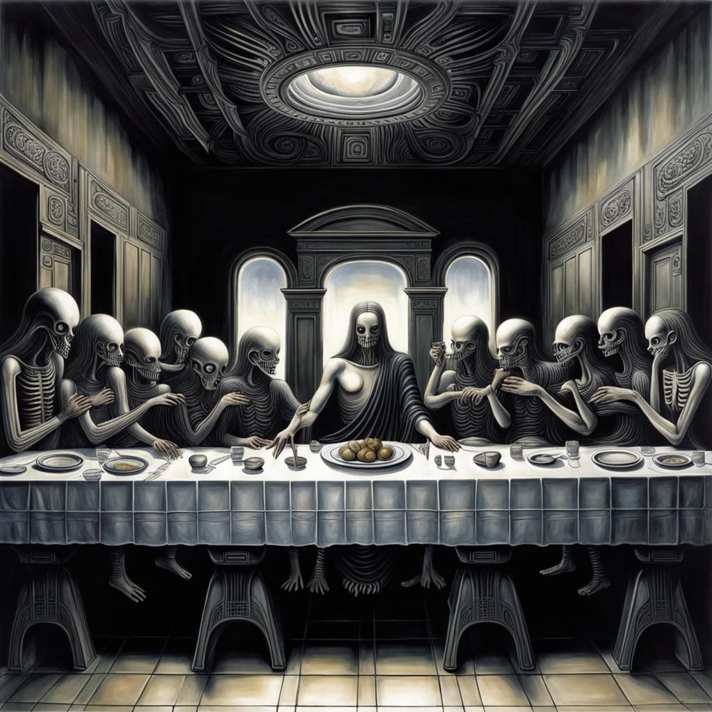 "The Last Supper" by H.R. Giger - AI Generated Artwork - NightCafe Creator
