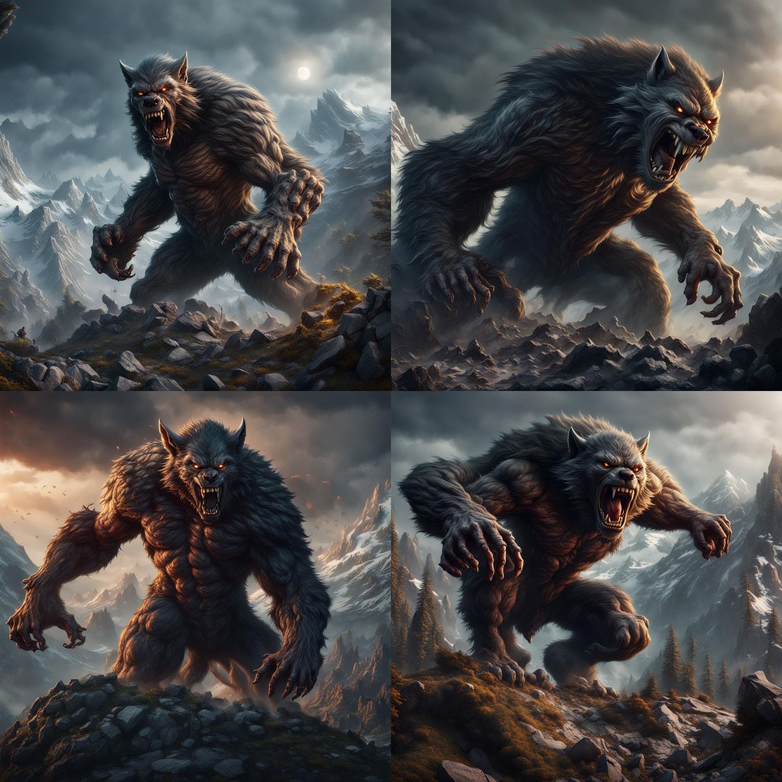 giant hulking werewolf smashing a mountain - AI Generated Artwork ...