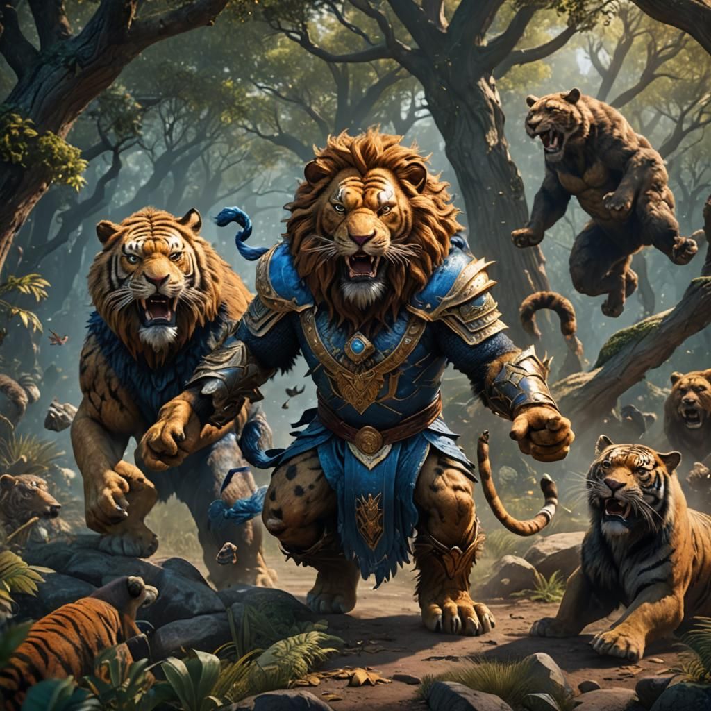 Lions and Tigers and Bears - AI Generated Artwork - NightCafe Creator
