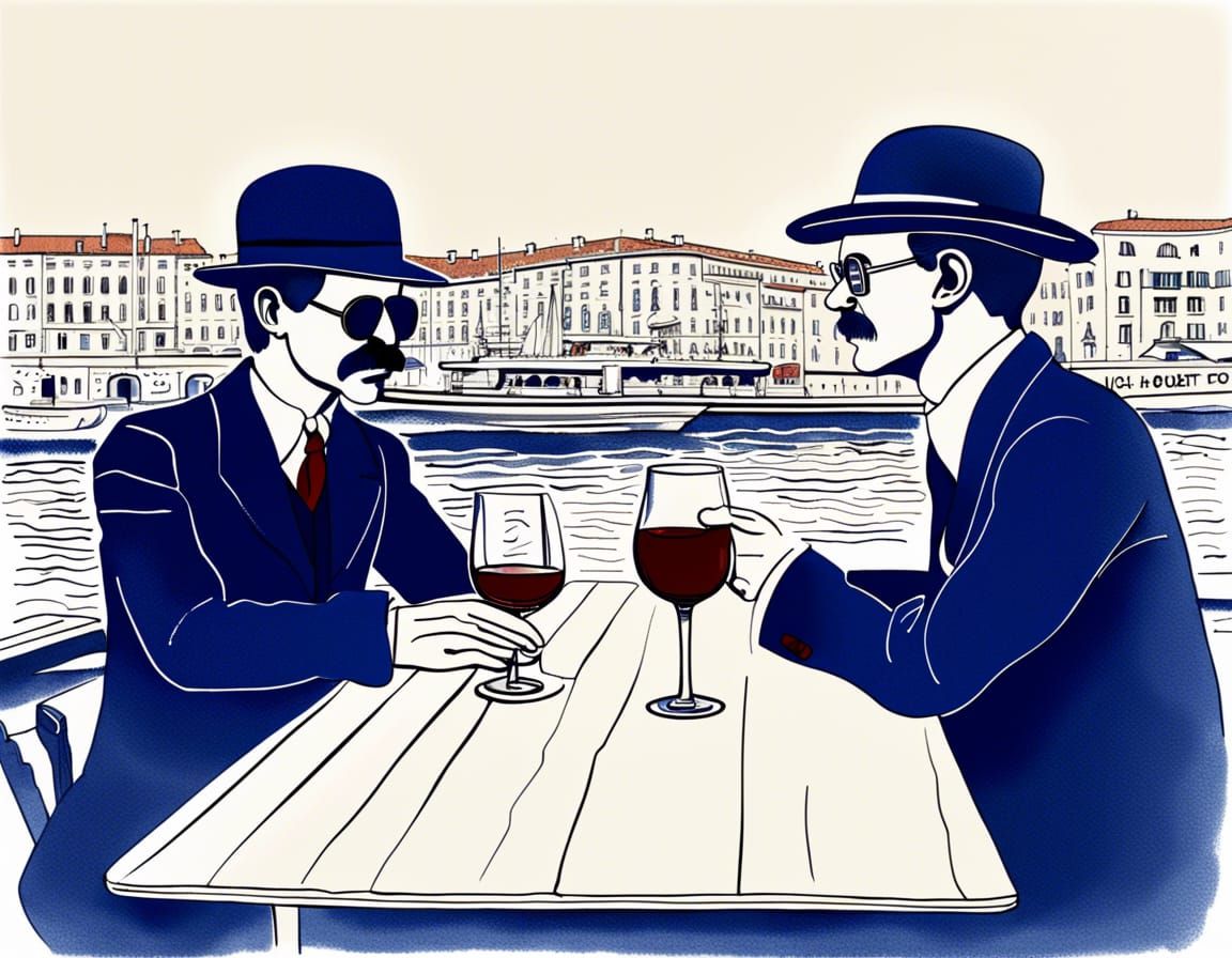 James Joyce and Nick Cave drinking wine in Trieste - AI Generated ...